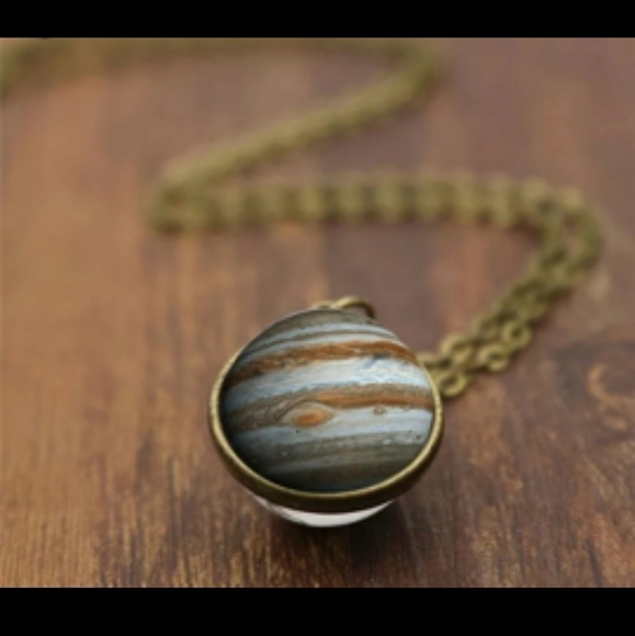 Jewelry | New Double Sided Glass Ball Planet Jupiter Necklace | Poshmark